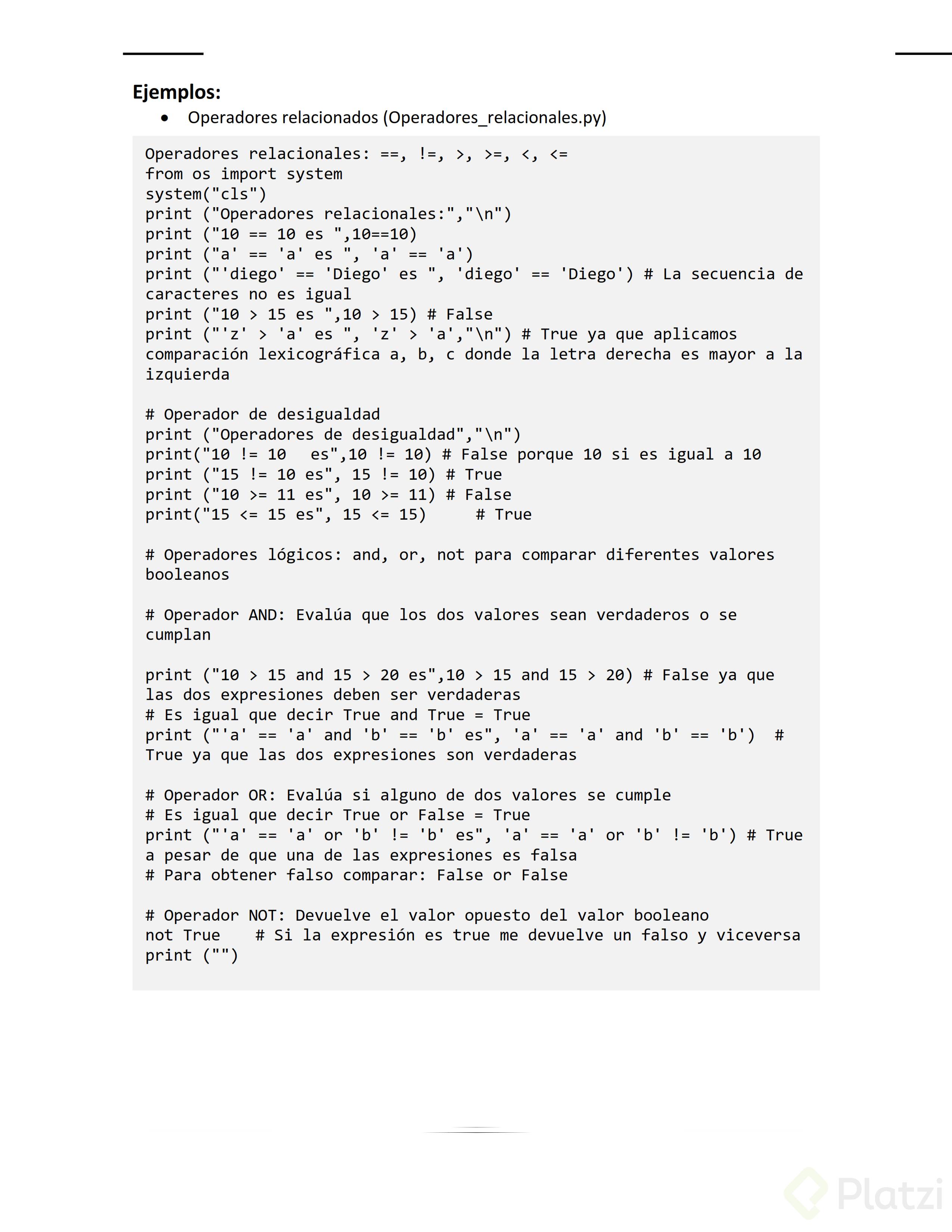 Estructura de condicionales en Python - Platzi Estructura de condicionales en Python - Platzi